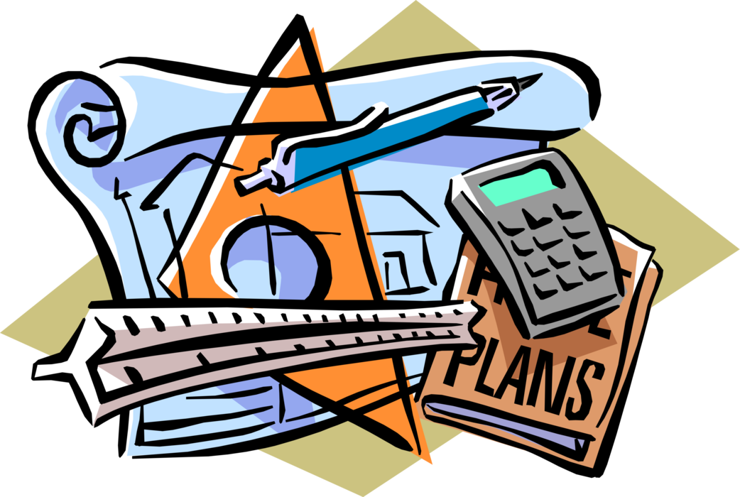 Vector Illustration Of Drafting Materials And Tools Clipart - Full Size ...