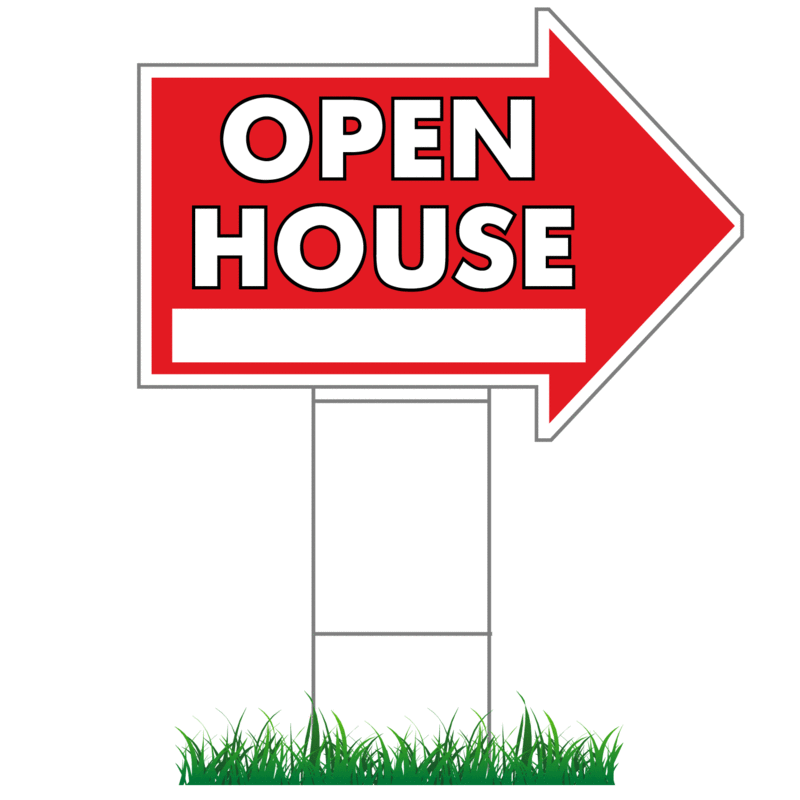 16" X 24" Open House Directional Arrow Signs & Stakes Clipart - Full ...