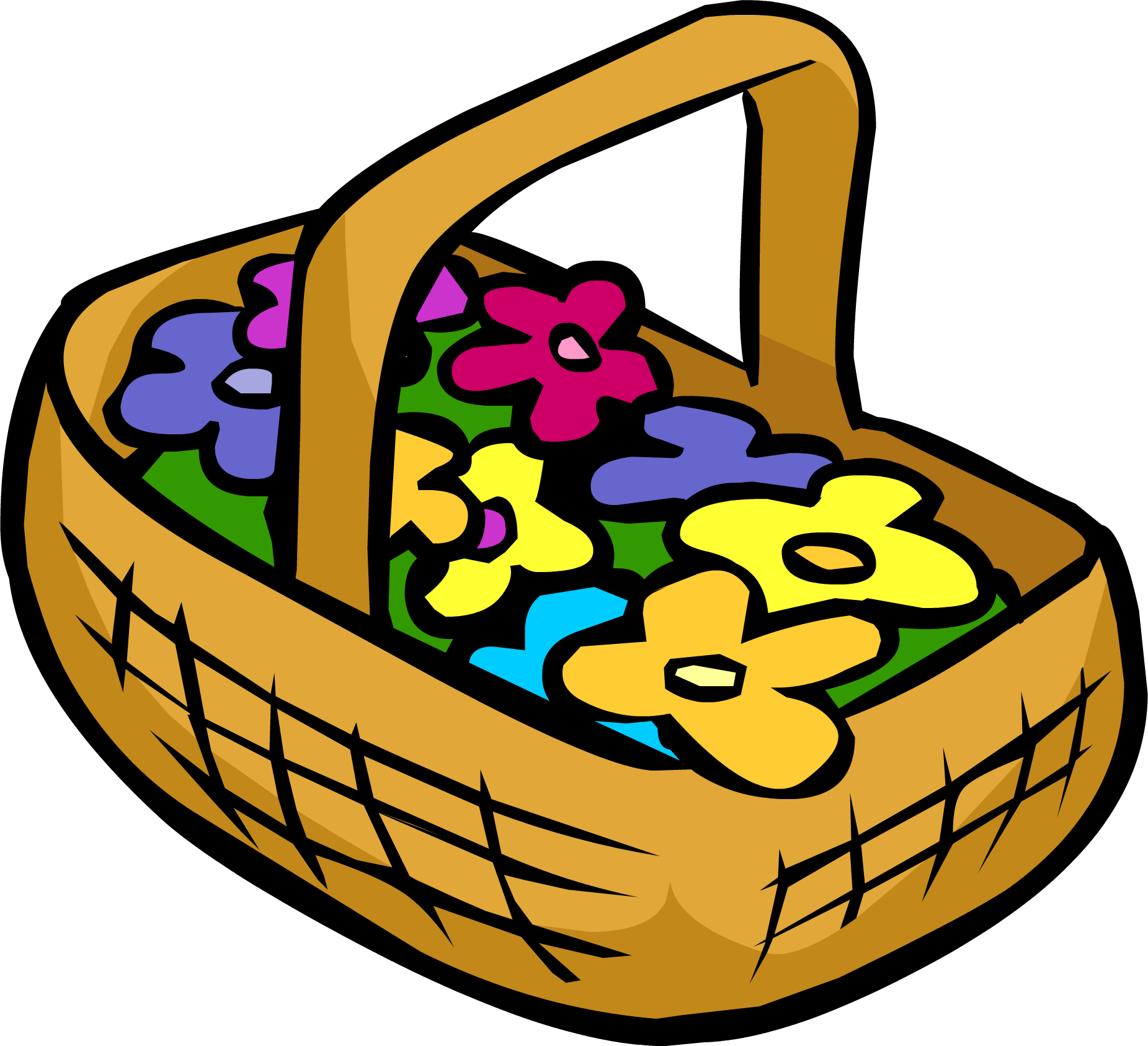 Download Penguin Clipart Flower - Flowers In A Basket Cartoon - Png ...
