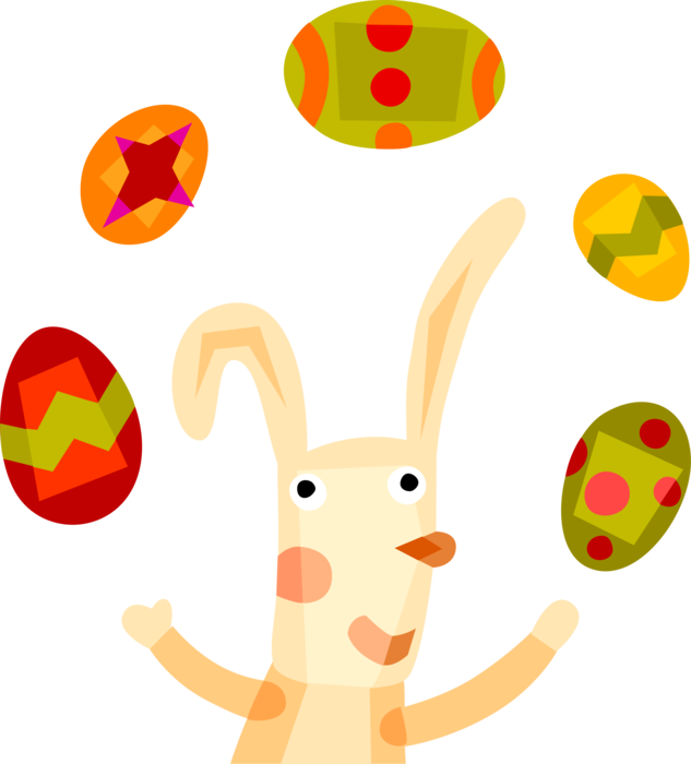 Vector Illustration Of Easter Bunny Juggling Easter Clipart - Full Size ...