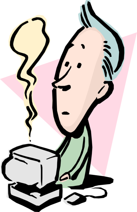 Vector Illustration Of Businessman With Computer Problem Clipart - Full ...