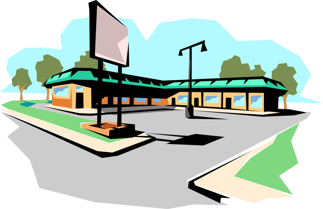 Vector Illustration Of Strip Mall Retail Shopping Center Clipart - Full Size Clipart (#2860970 ...