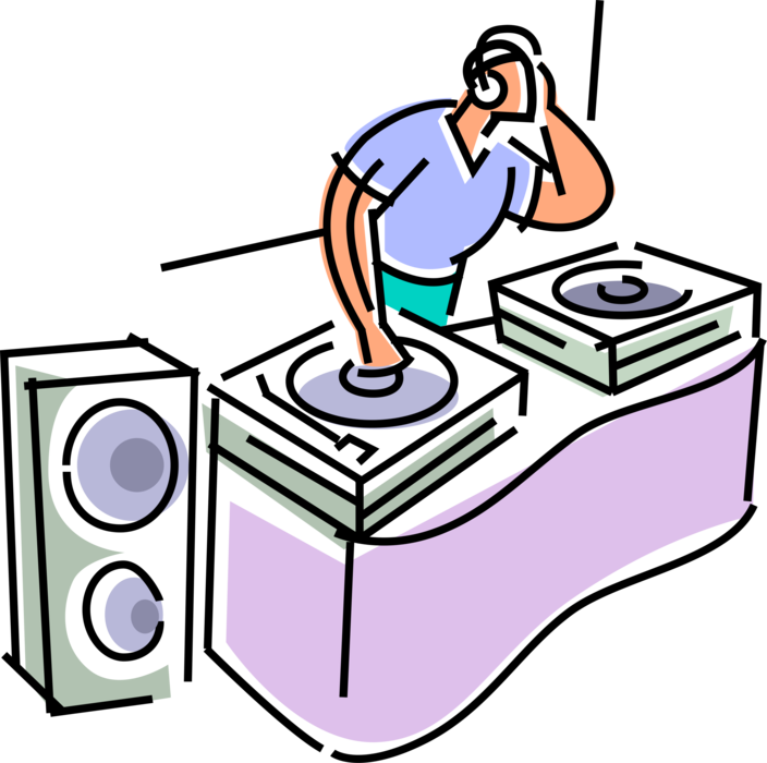 Vector Illustration Of Disc Jockey Dj Deejay In Nightclub Clipart ...