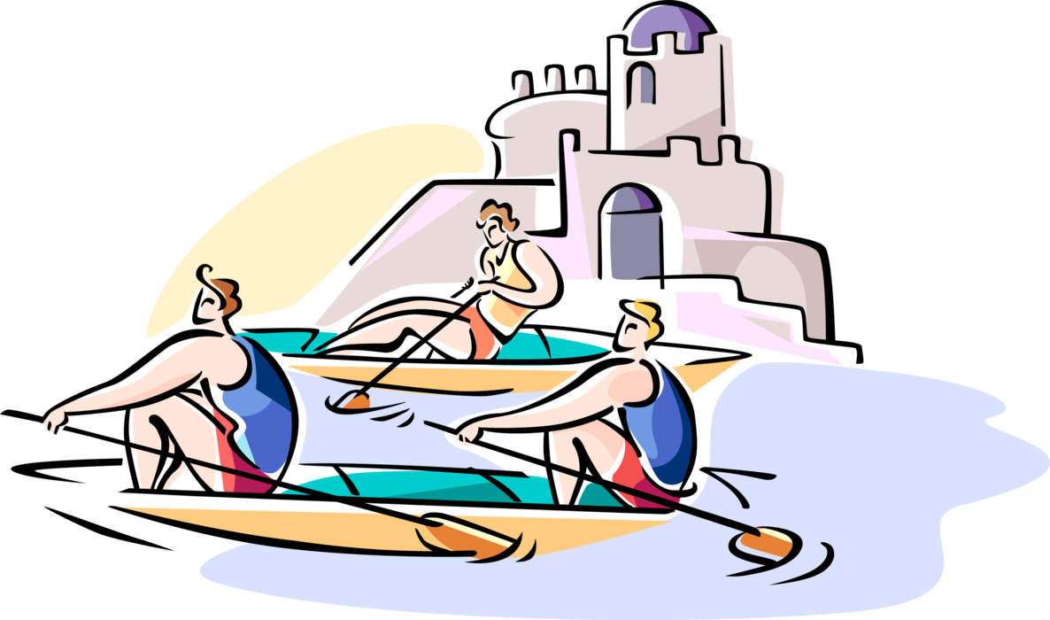 Vector Illustration Of Scullers Row Sculls In Competitive Clipart ...