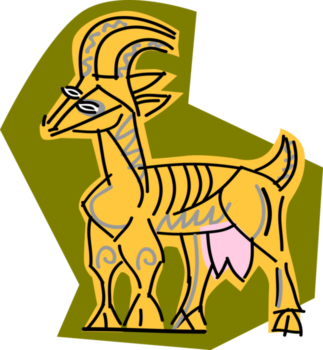 Vector Illustration Of Domesticated Billy Goat With Clipart - Full Size ...