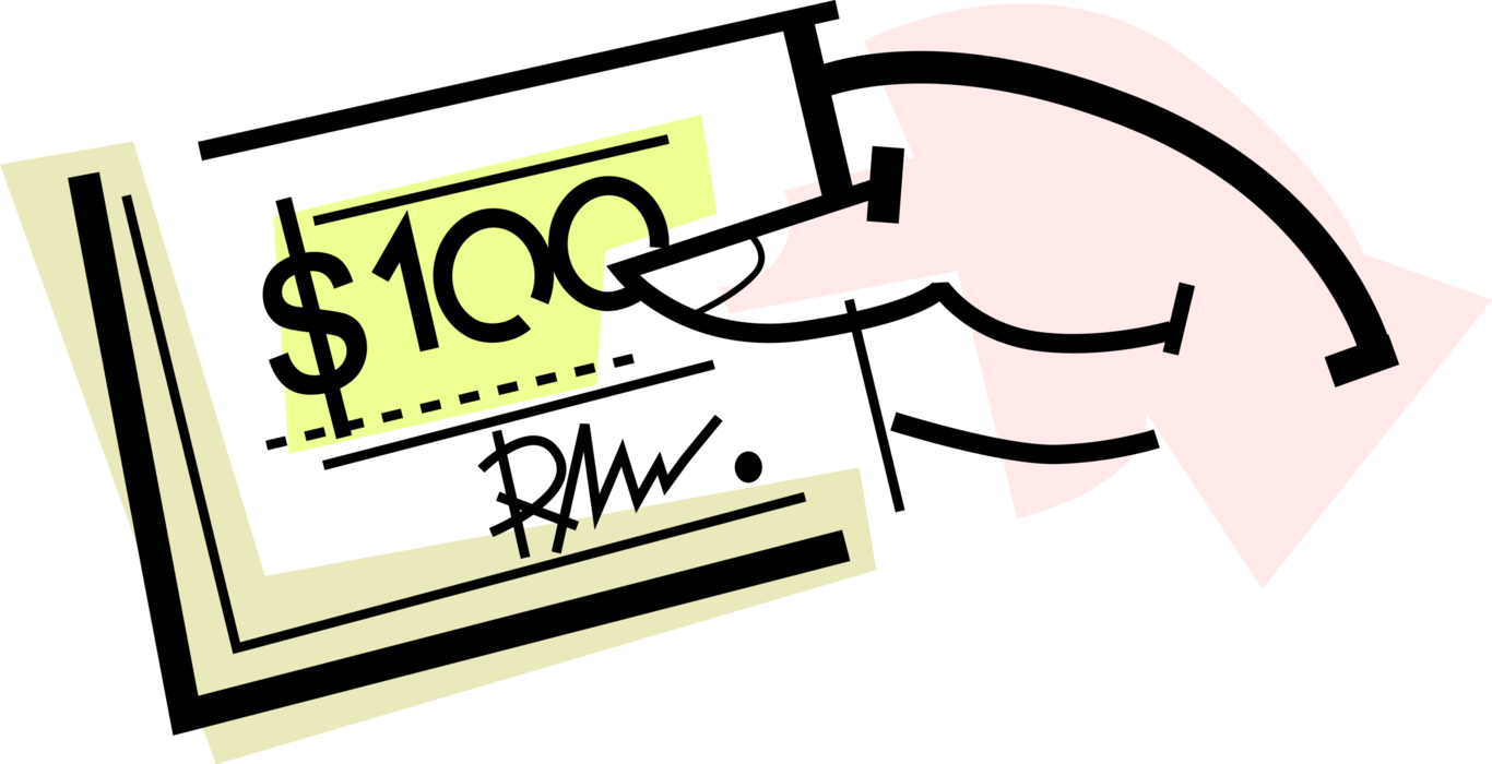 Vector Illustration Of Hand Holds Cashier Check Or Clipart - Full Size ...