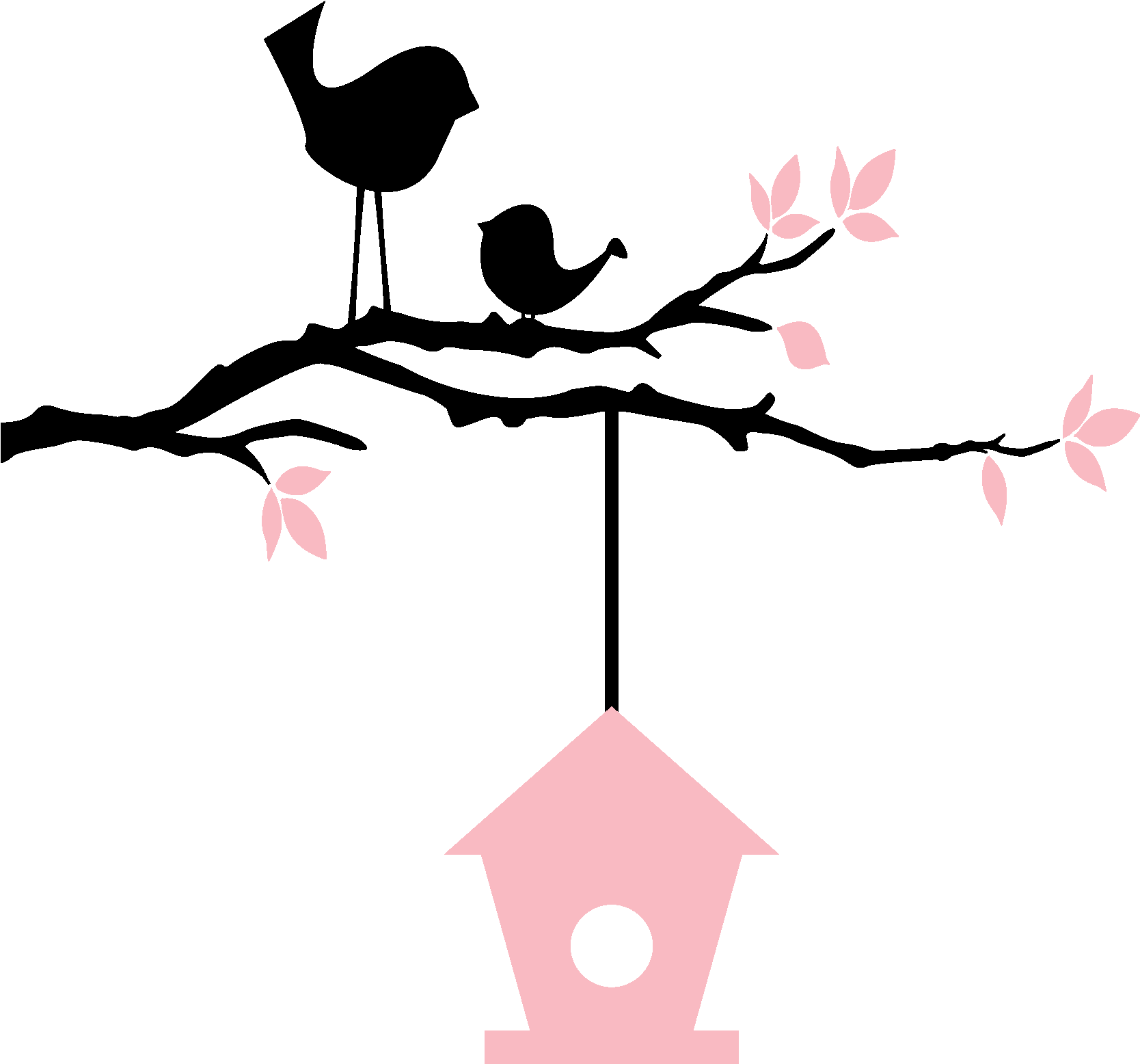 Birds On Branch With Birdhouse Clipart - Full Size Clipart (#2919985 ...