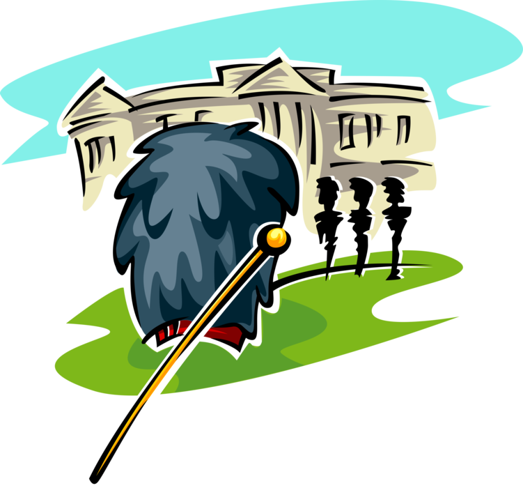 Vector Illustration Of Changing Of The Guard At Buckingham Clipart ...