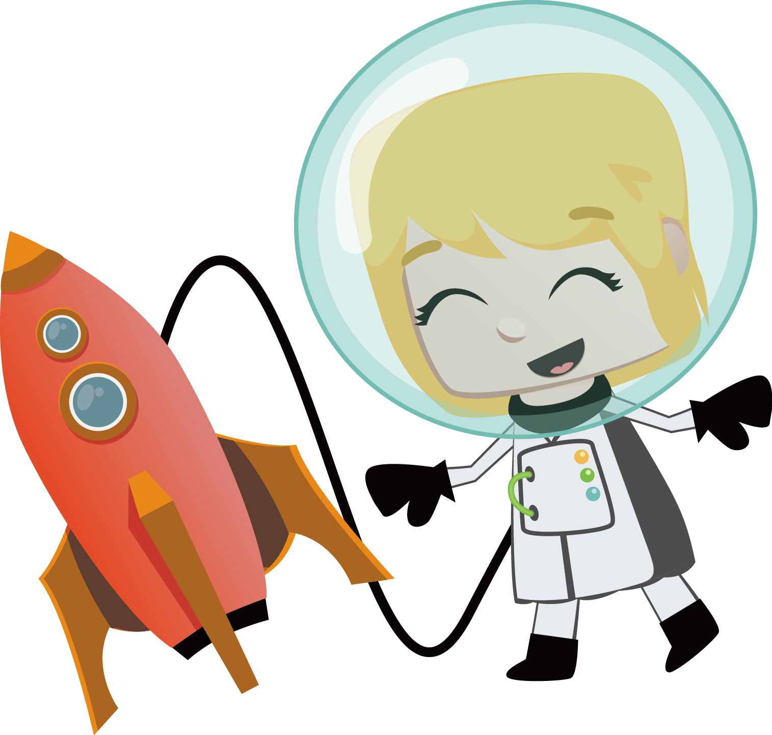 Astronaut Outer Space Illustration Girl Transprent Clipart - Full Size ...