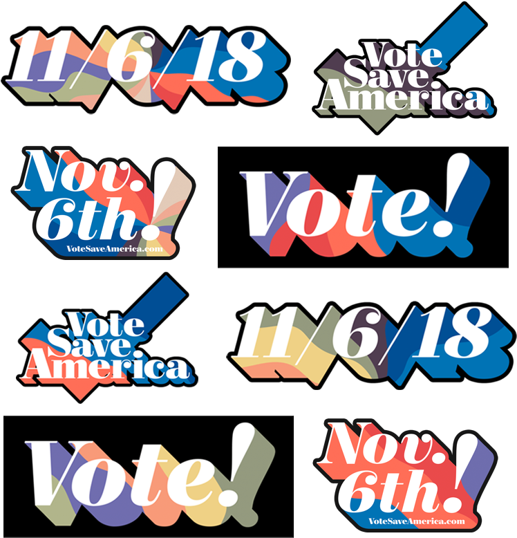 Vote Save America Sticker Pack - Pod Save America Vote Clipart - Full ...