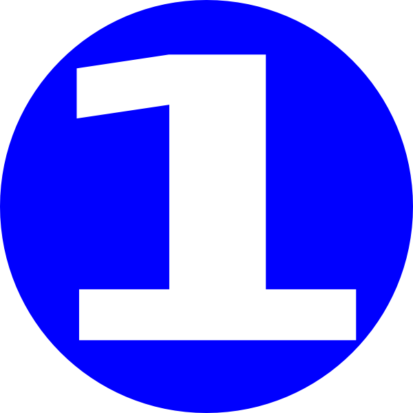 Glossy Blue Icon With Clip Art At - 1 In Blue Circle - Png Download ...