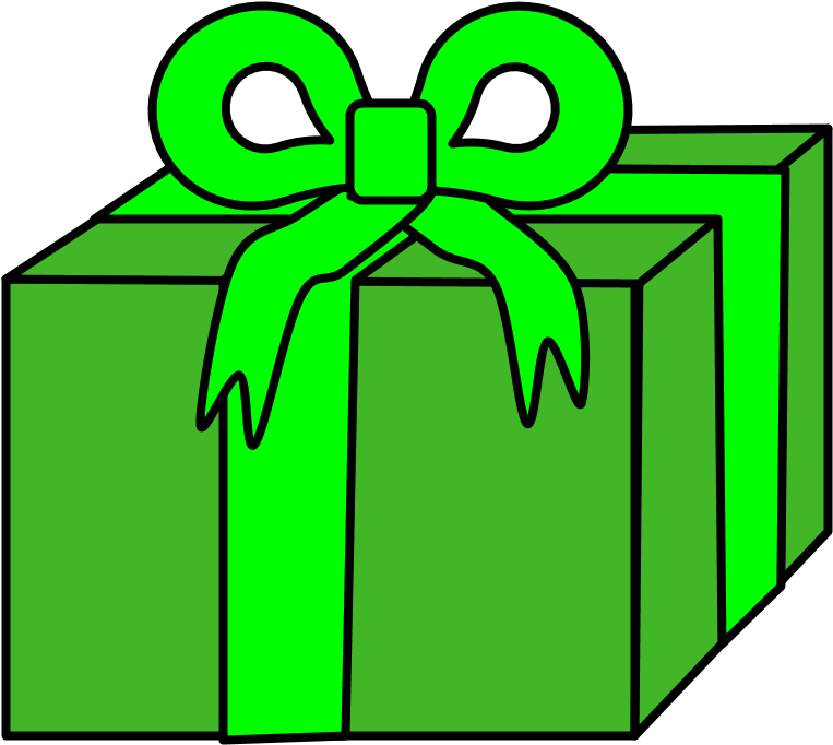 Gift, Green Wrapping Paper, Light Green Ribbon, Clipart - Full Size ...