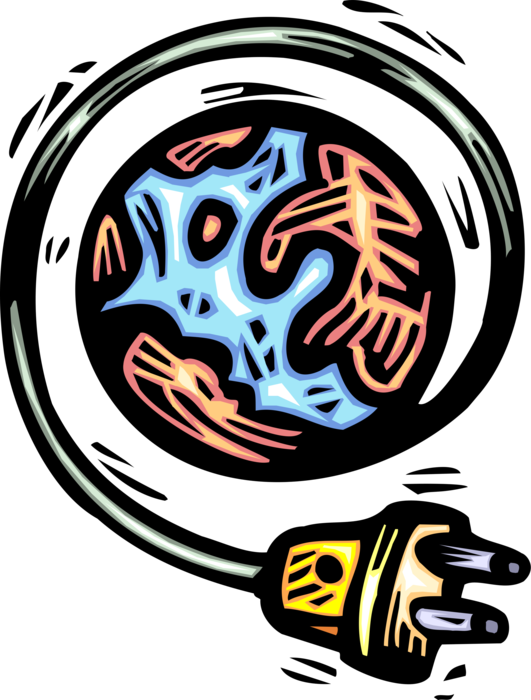 Vector Illustration Of Plugged In Wired World With Clipart - Full Size ...