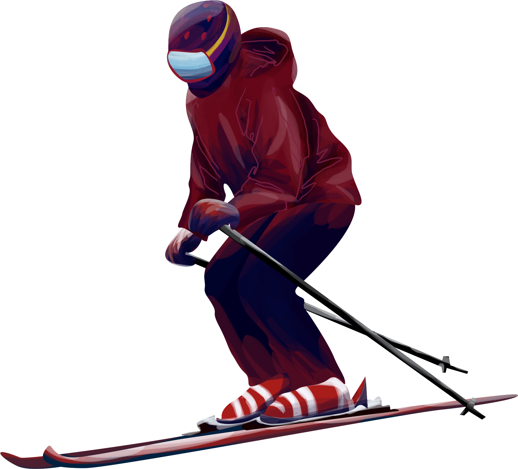Hand Drawn Winter Ski Teenager Png And Psd Clipart - Full Size Clipart ...
