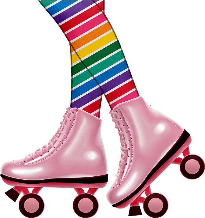 Cartoon Drawing Of Rainbow Striped Legs Wearing Pink Clipart - Full ...
