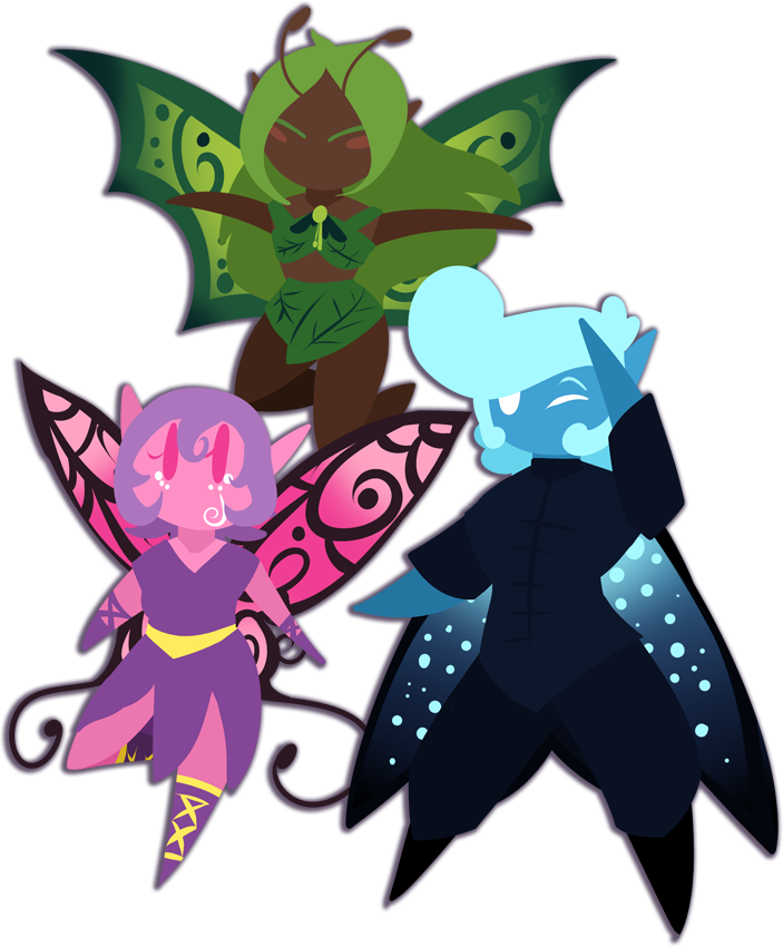 Three Examples Of Human Shaped Fairies, 2 Females And Clipart - Full ...