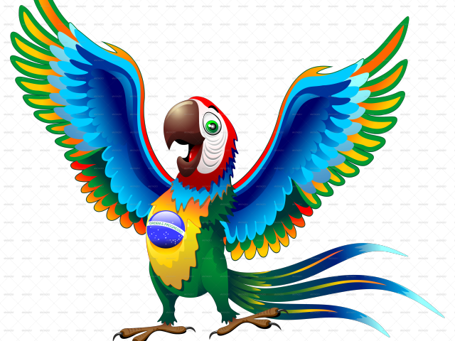 Brazil Flag Clipart Transparent - Macaw Parrot Cartoon - Png Download ...