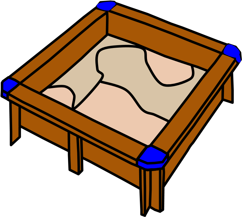 Sandbox, Square, Blue Seats, Brown Wood Clipart - Full Size Clipart ...