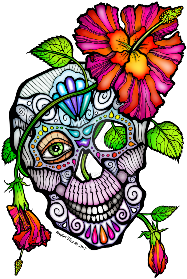 Sugar Skull Flowers Pictures And Cliparts Free - Png Day Of The Dead ...