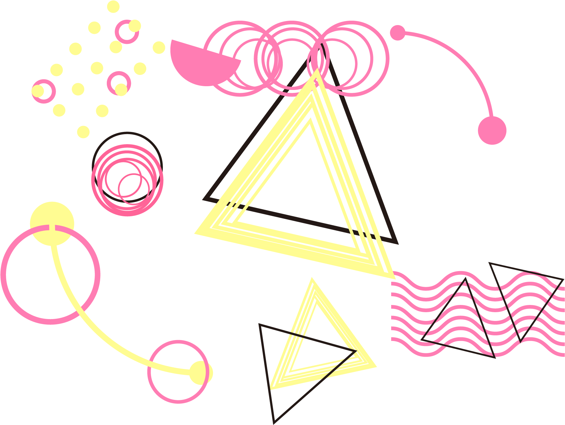 Memphis Style Creative Geometry Triangles Red Png And - Triangle ...
