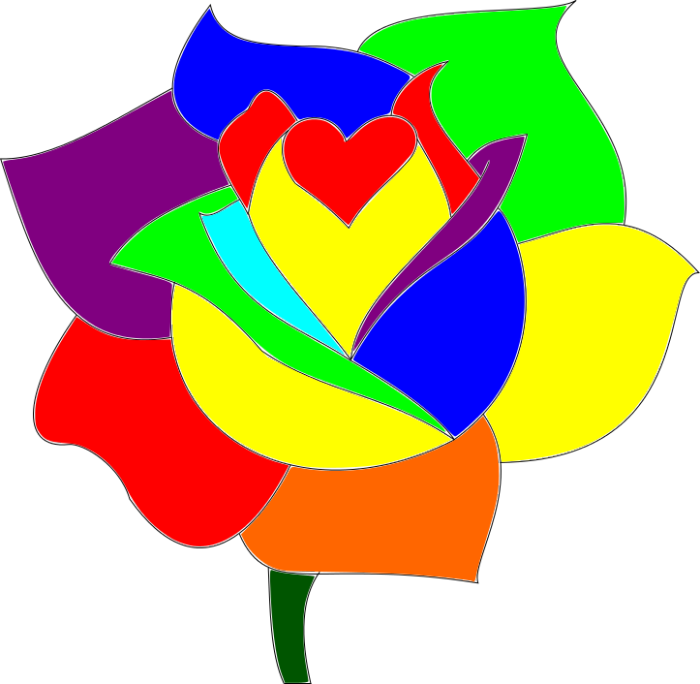 Colorful Art - Rainbow Flowers Drawings Clipart - Full Size Clipart ...