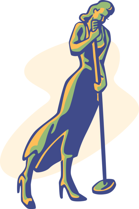 Vector Illustration Of Nightclub Lounge Singer Sings - Illustration ...