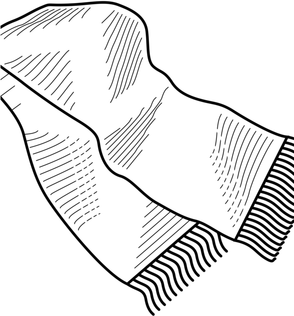 Scarf Winter Clothing Drawing Black And White - Scarf Clipart Black And White - Png Download ...