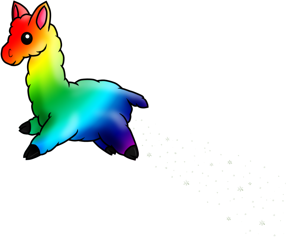 Rainbow Llama - Cartoon Rainbow Llama Clipart - Full Size Clipart ...