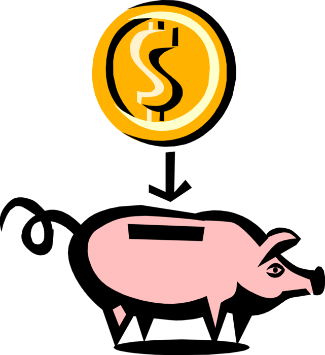 Vector Illustration Of Piggy Bank Money Coin Container - Pig Clip Art ...