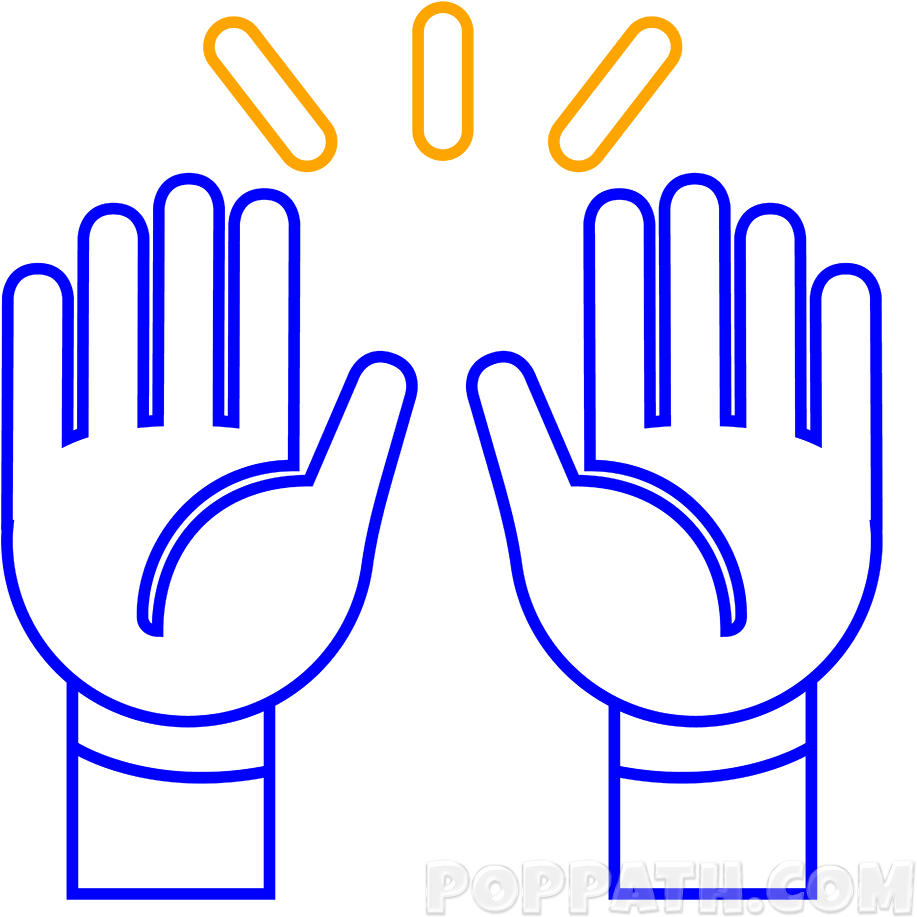 Winner Hand Raised Clipart - Emoji Clipart Black And White Hands - Png ...
