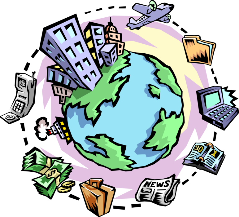 Vector Illustration Of International Airline Travel - Media Role In ...