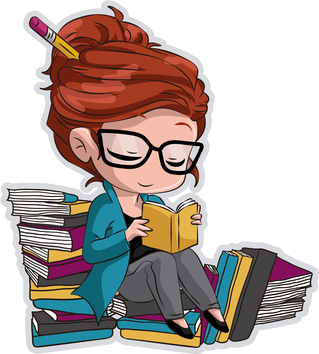 Editor And Writer - Chibi Girl Reading Clipart - Full Size Clipart ...