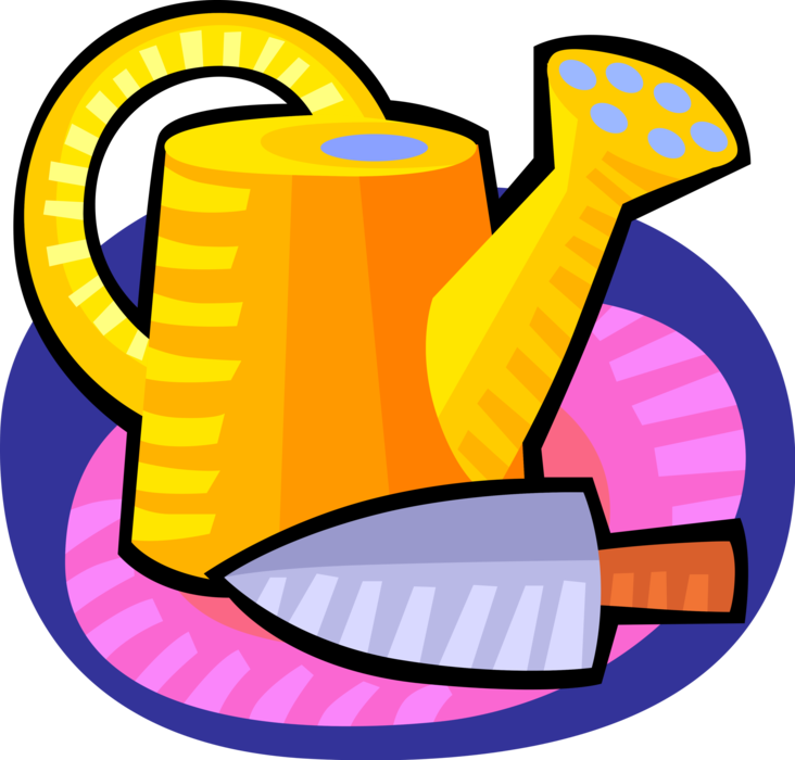 Vector Illustration Of Garden Watering Can And Gardening Clipart - Full ...
