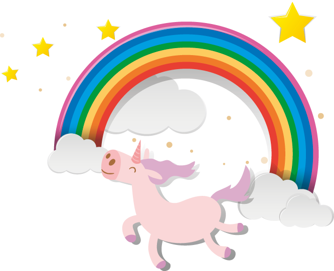 Fairy Bay Unicorn And Rainbow - Cartoon Clipart - Full Size Clipart ...