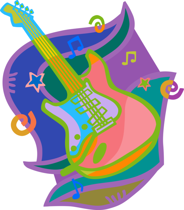 Vector Illustration Of Electric Guitar Stringed Musical Clipart - Full ...
