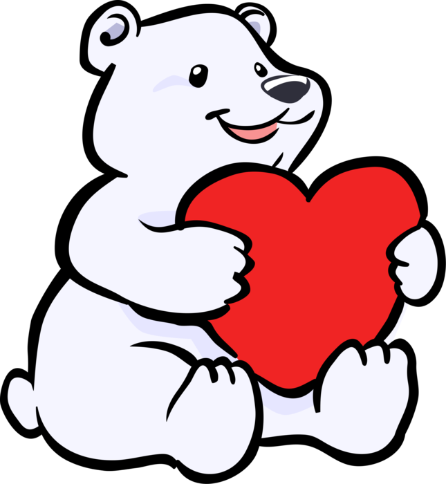 Download Vector Illustration Of Arctic Polar Bear With Valentine's ...