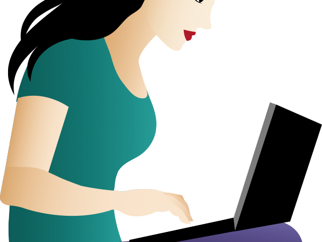 Laptop Clipart Professional Woman - Girl Using Computer Clipart - Png ...