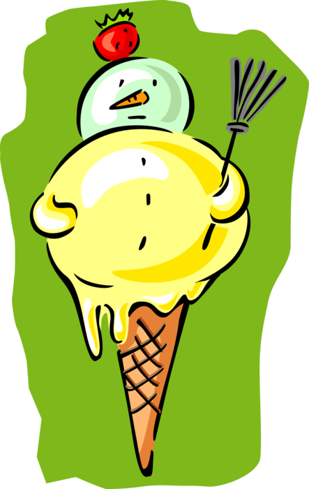 Vector Illustration Of Gelato Ice Cream Cone Snowman - Ice Cream Cone ...