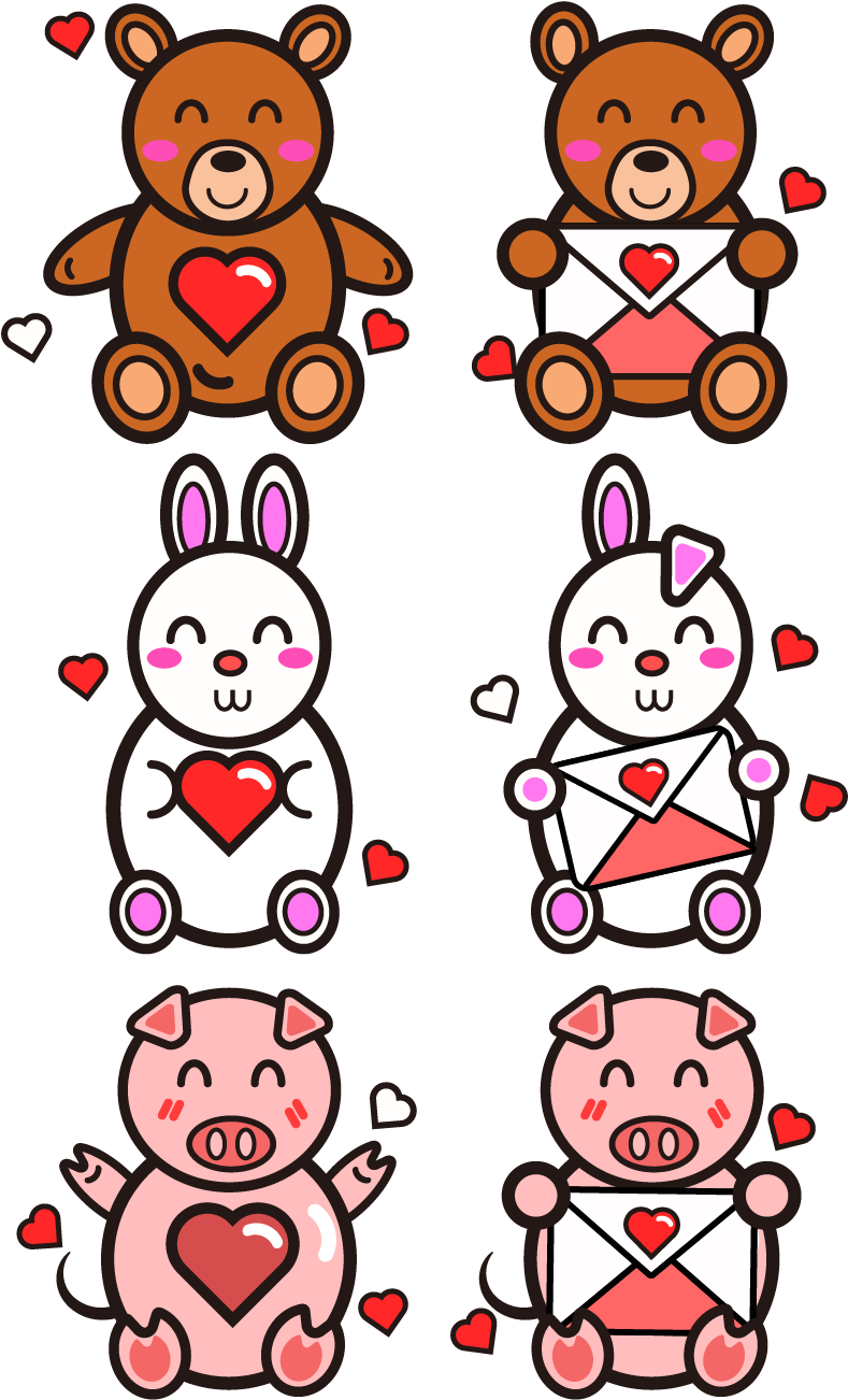 Valentine Day Gift Bear Bunny Png And Vector Image - Cartoon Clipart ...