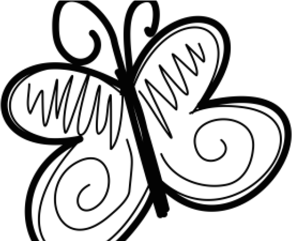 Butterfly Clipart Doodle - Line Art - Png Download - Full Size Clipart ...