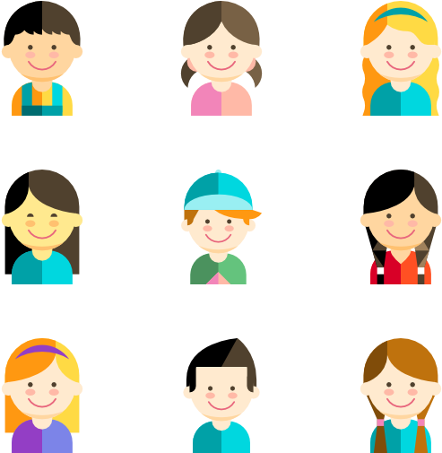 Download Vector Avatars Kids Clip Art Transparent Library - Children ...