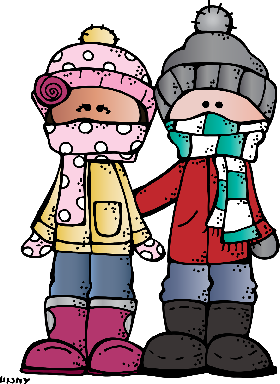 Download Clipart Of January, Winter And Students - Cartoon - Png ...