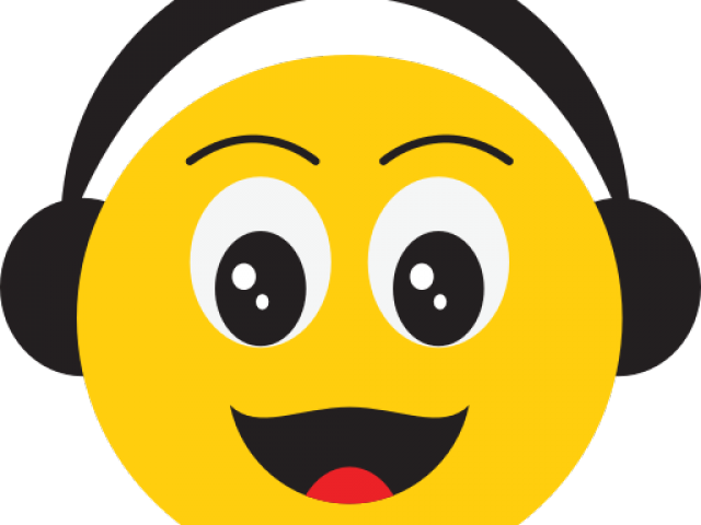 Smiley Clipart Listening - Emoticon Listening To Music Png Transparent ...