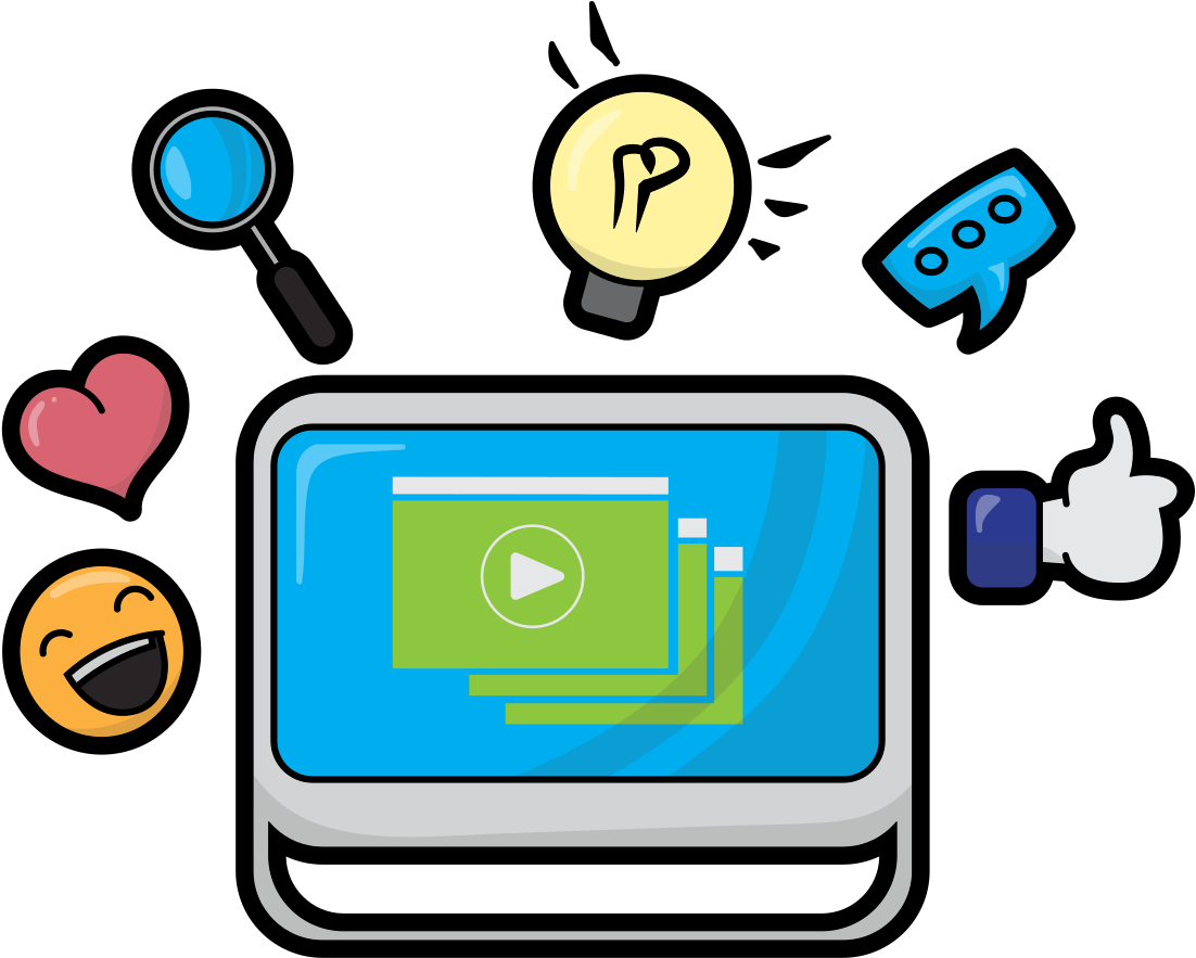 Download Cartoon Computer With Access To Social Media Sites Clipart ...