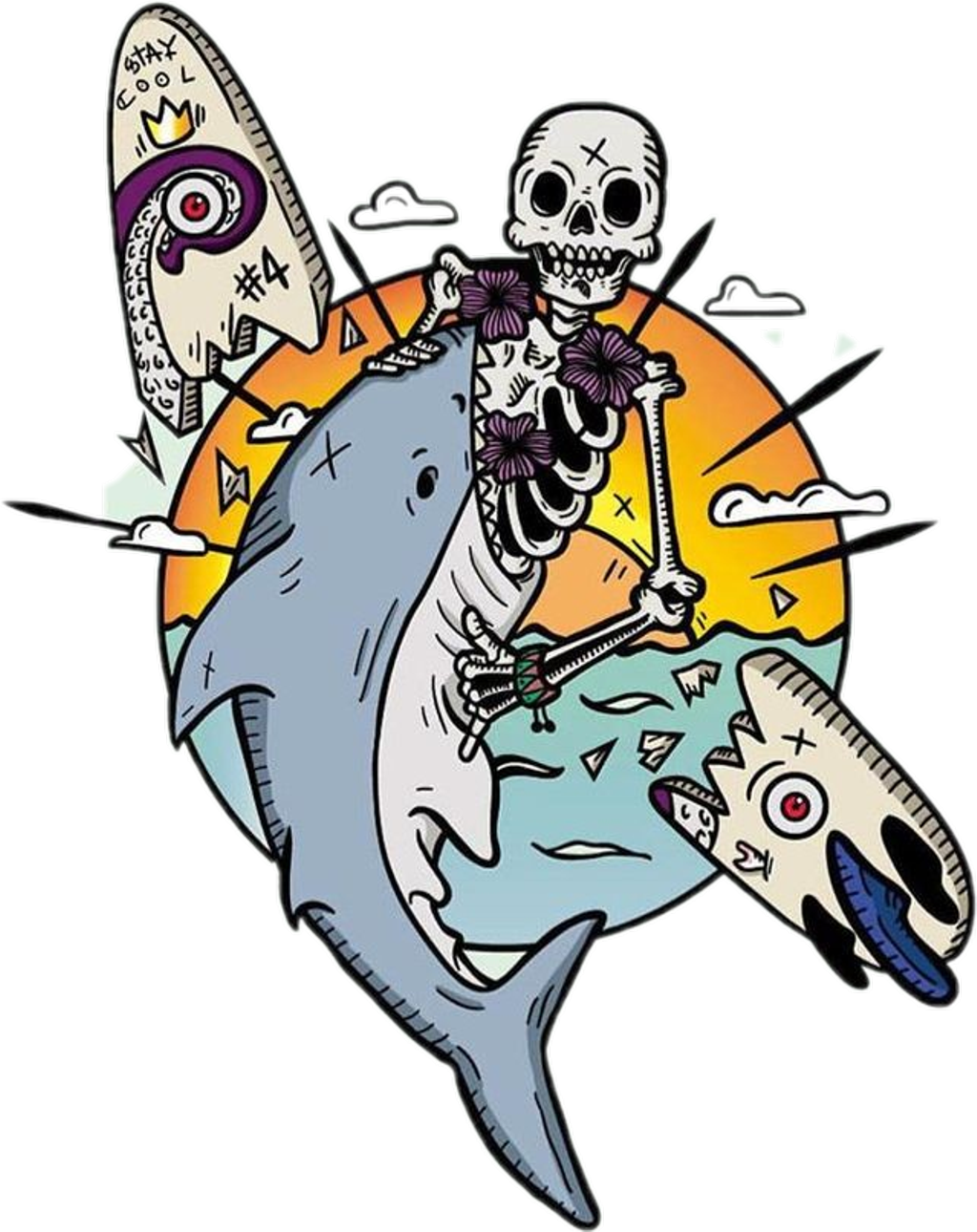 #ocean #surf #shark #bones #dead - Cartoon Clipart - Full Size Clipart ...