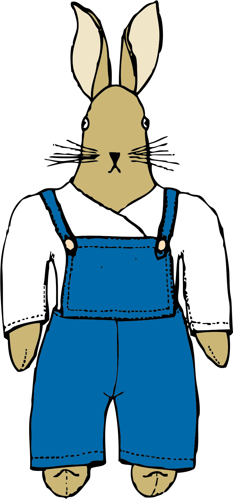 Bunny In Overalls Front View - Rabbit In Overalls Clipart - Full Size ...