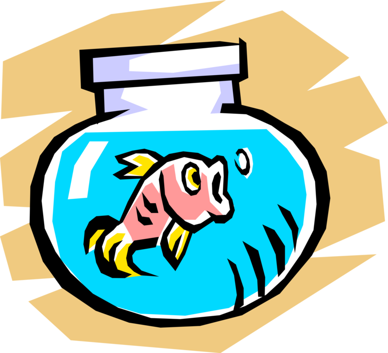 Vector Illustration Of Aquarium Fish Bowl With Tropical Clipart - Full ...