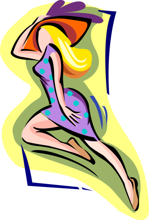 Vector Illustration Of Female Blonde Dancer Leaping Clipart - Full Size ...