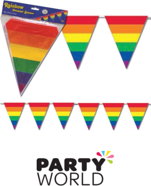 Pennant Clipart Rainbow Banner - Party World - Png Download - Full Size ...