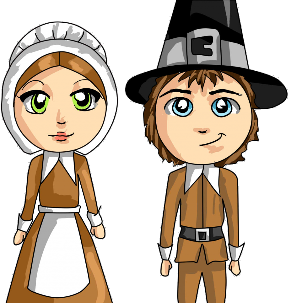 Cartoon Girl Pilgrim Clipart - Full Size Clipart (#4462723) - PinClipart
